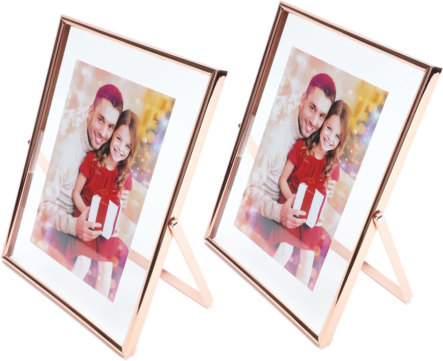 Rose Gold Floating Frame (6"x8", Vertical), 2 Set, for Picture 5x7, 4x6 ...
