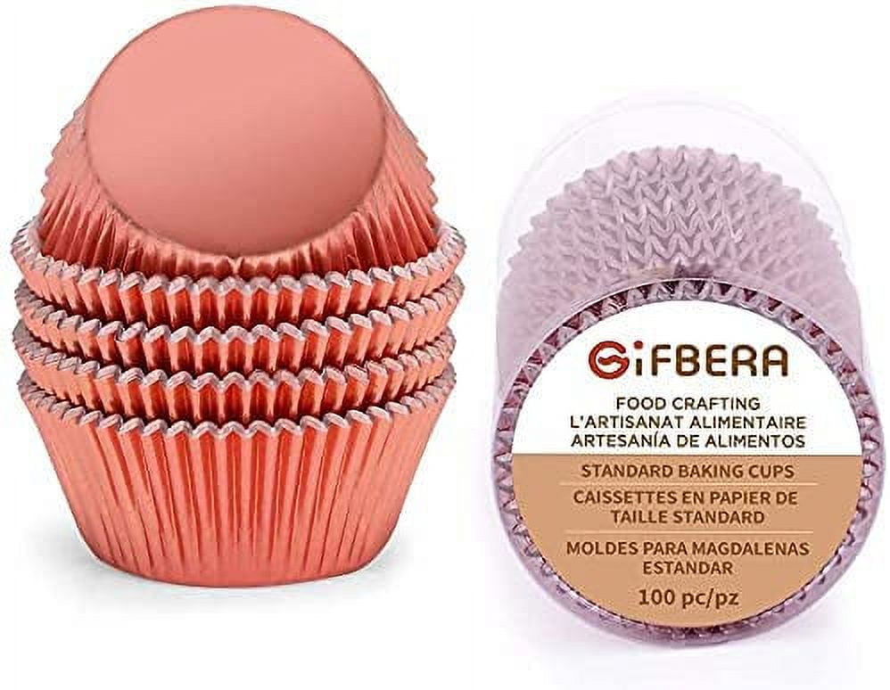 Gifbera Rose Gold Foil Cupcake Liners Standard Baking Cups, 52% OFF