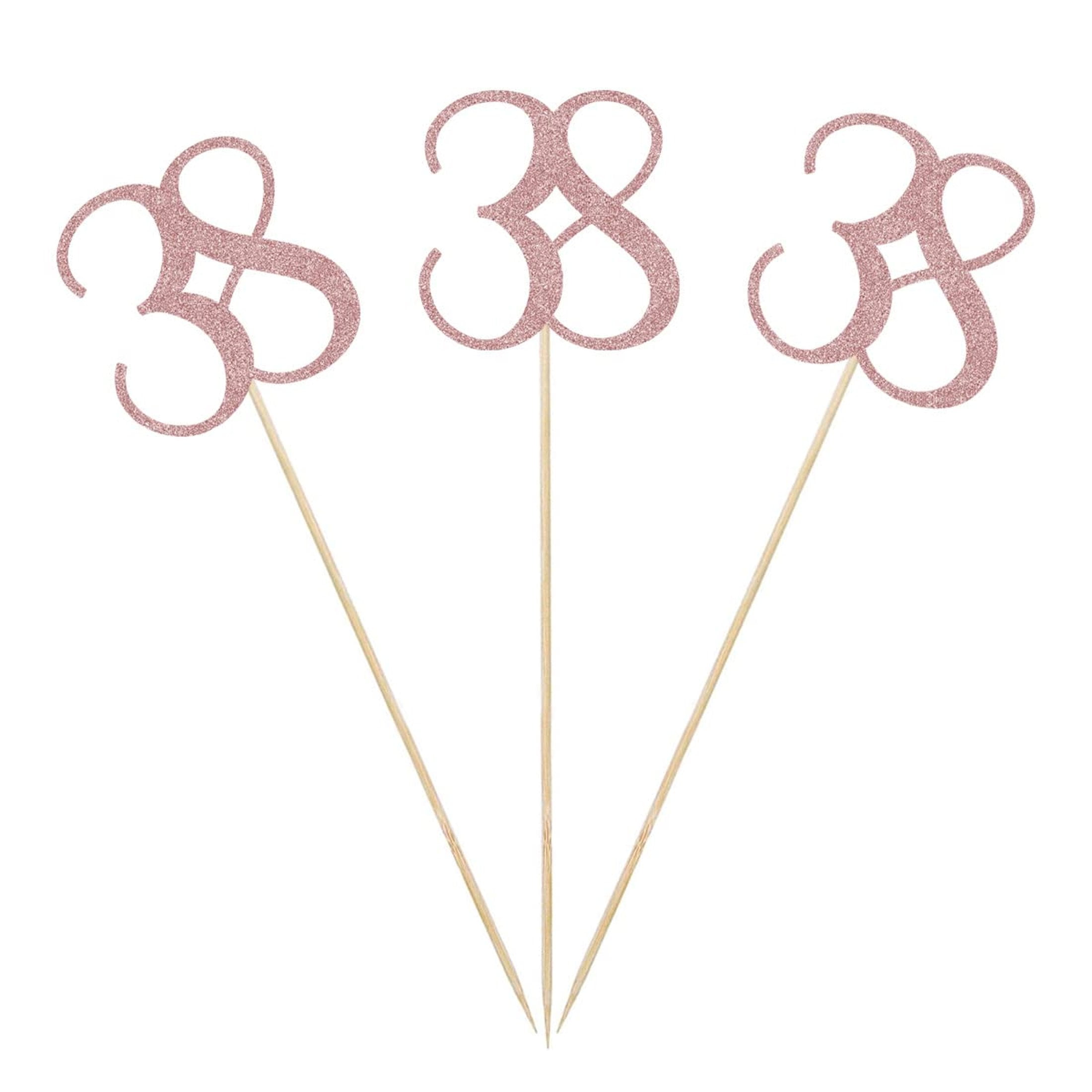 Rose Gold Glitter 38th Birthday Centerpiece Sticks, 12-Pack Table ...