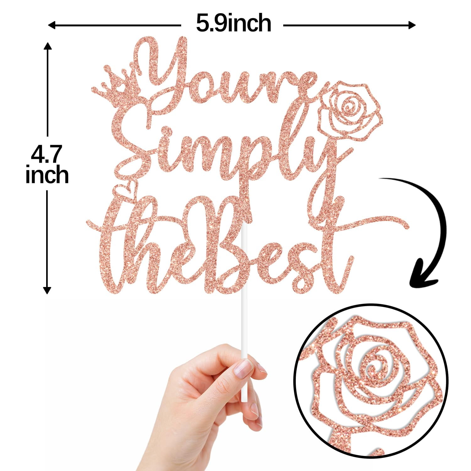 Rose Gold Glitter AJH3 You're Simply the Best Cake Topper, You're My ...
