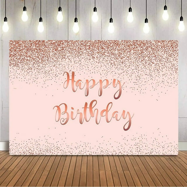 Rose Gold Glitter Birthday Backdrop for Photography Adult Women Theme Party Decoration Supplies ...