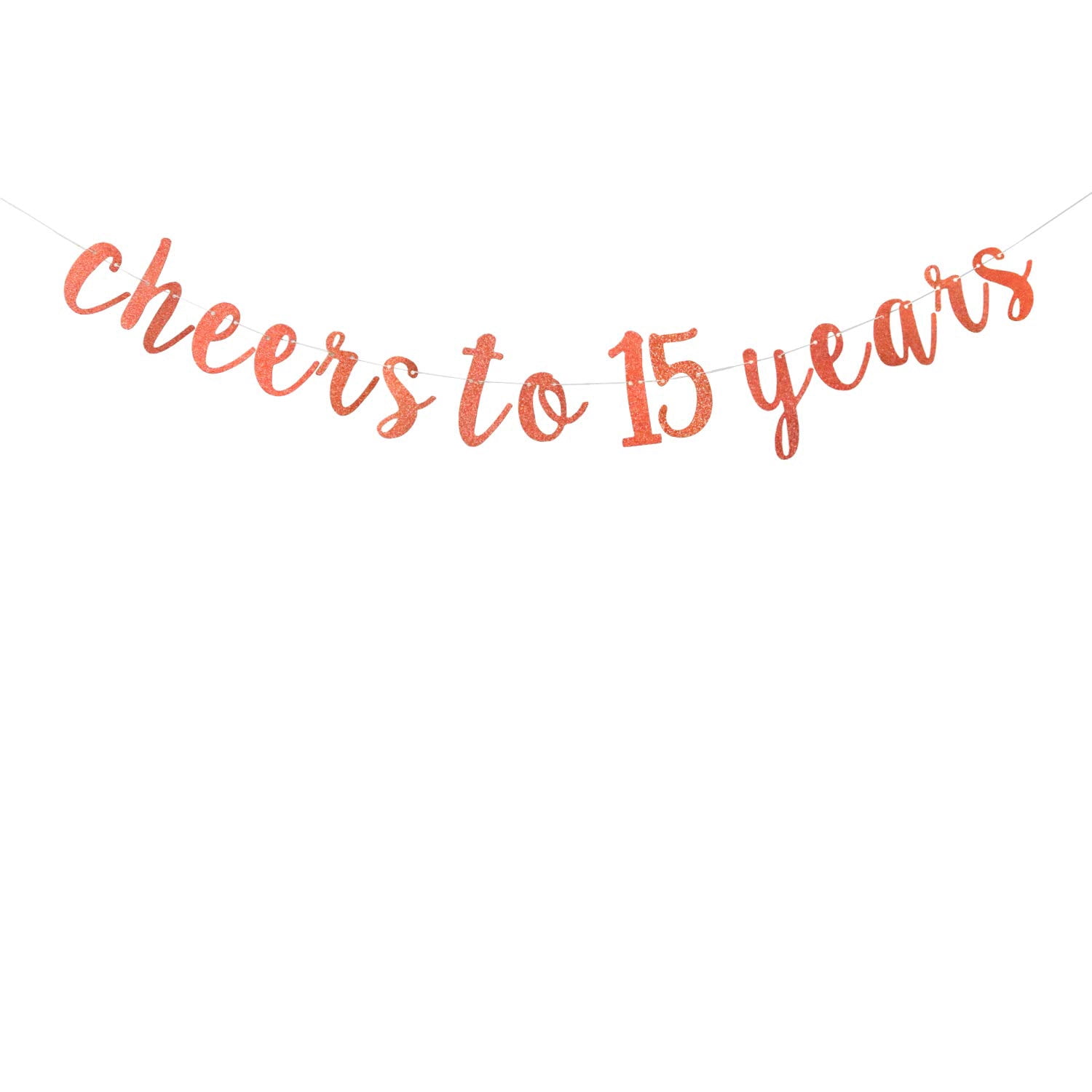 Rose Gold Glitter Cheers to 15 Years Banner, Happy 15th Birthday ...