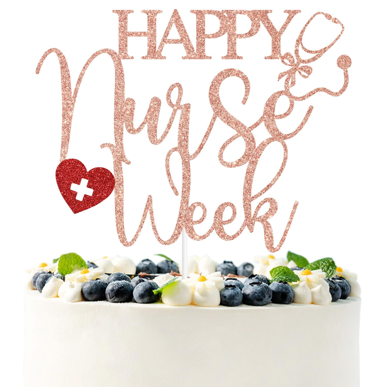 Rose Gold Glitter Happy Nurse Week RST1 Cake Topper, Thank You Nurse/We ...