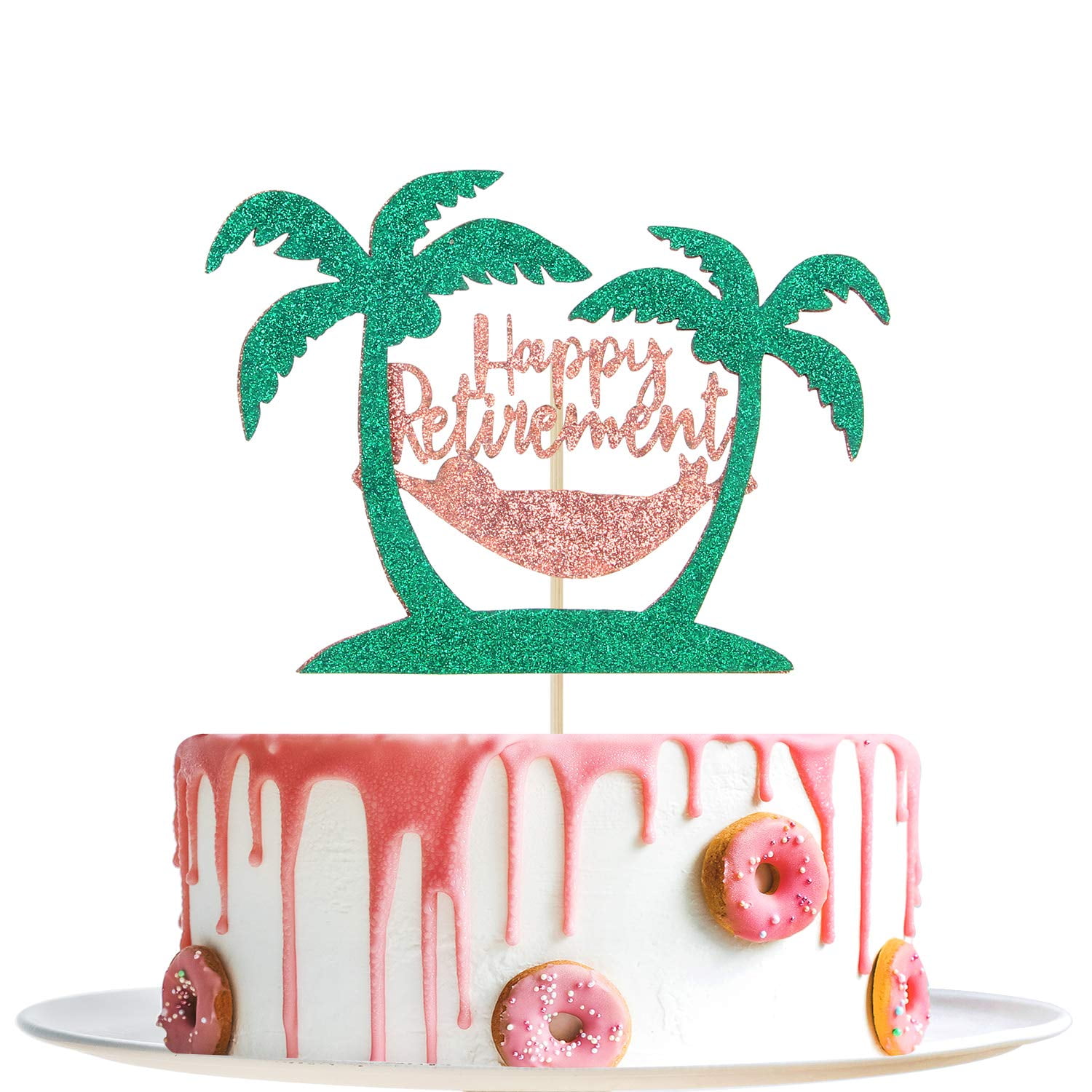 Rose Gold Glitter Happy Retirement Cake RST1 Topper, Official Retired ...