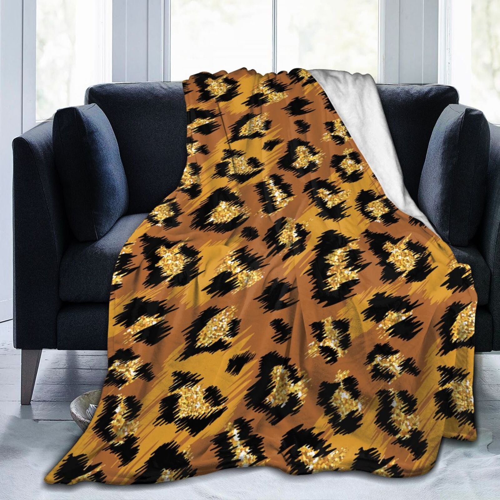 Rose Gold Glitter Ombre Leopard Pattern Throw Blanket Soft Cozy Warm ...
