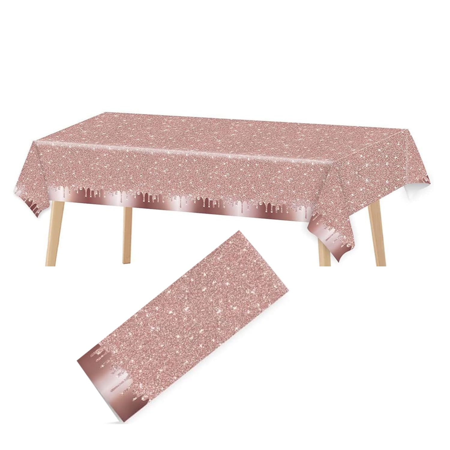 Rose Gold Glitter Sequin Plastic Table Cloth,53.9X70.8In Disposable ...