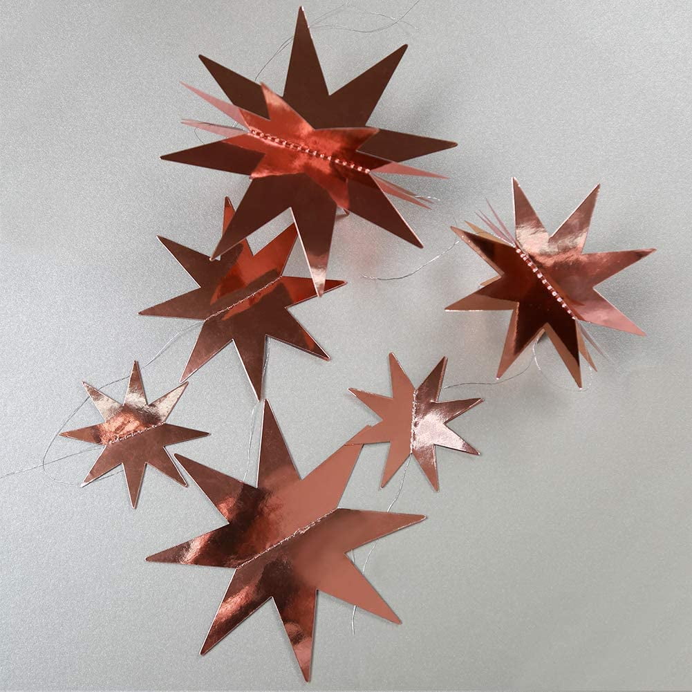 Rose Gold Glitter Star Garland, Tinsel Twinkle Star Party Hanging ...