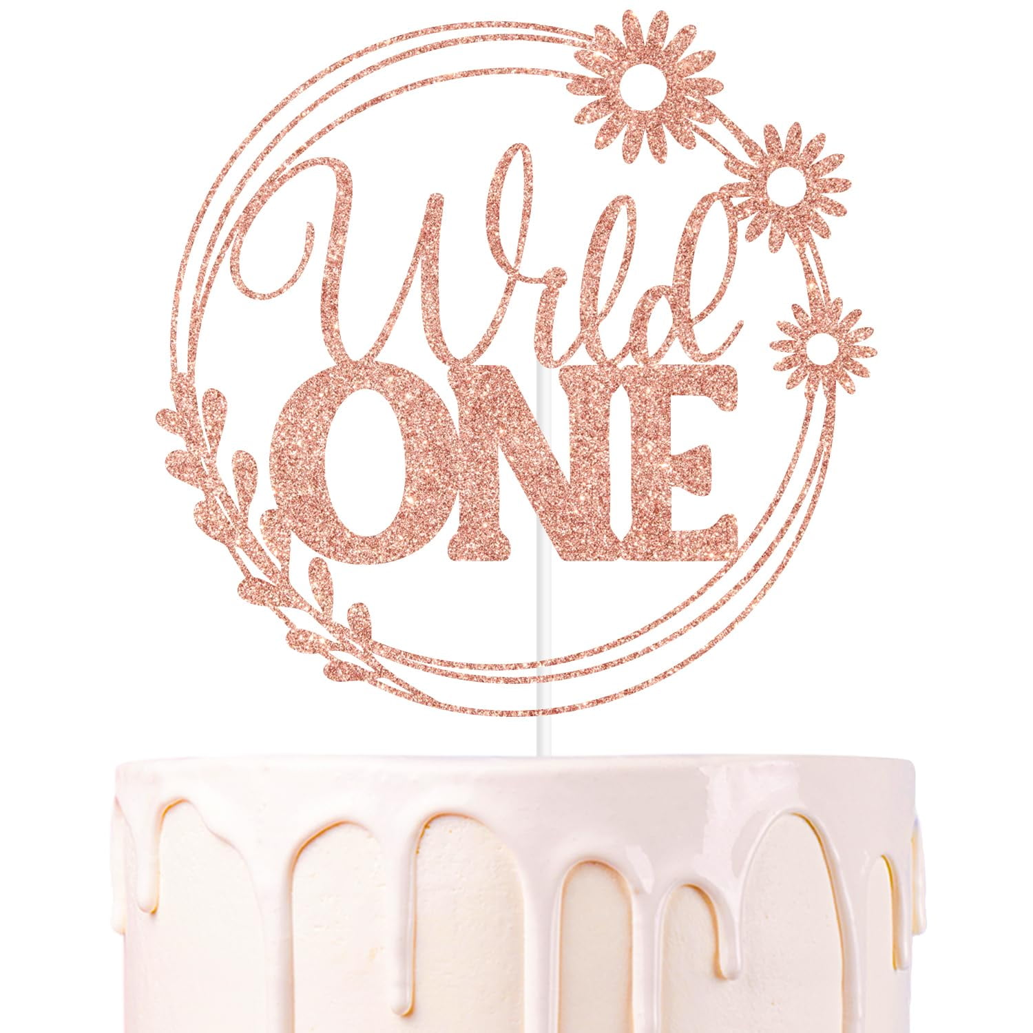 Rose Gold Glitter Wild One Cake Topper, KMC2Wildflower She is One ...