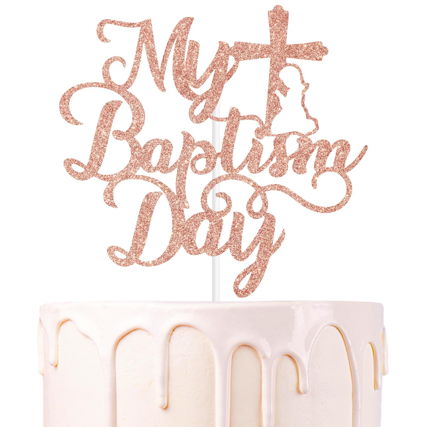 Rose Gold GlitterEGSC My Baptism Day Cake Topper, First Holy Communion ...