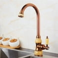 Rose Gold Gourd Kitchen Faucet With Jade Accents Hot And Cold Water