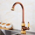 Rose Gold Gourd Kitchen Faucet With Jade Accents Hot And Cold Water