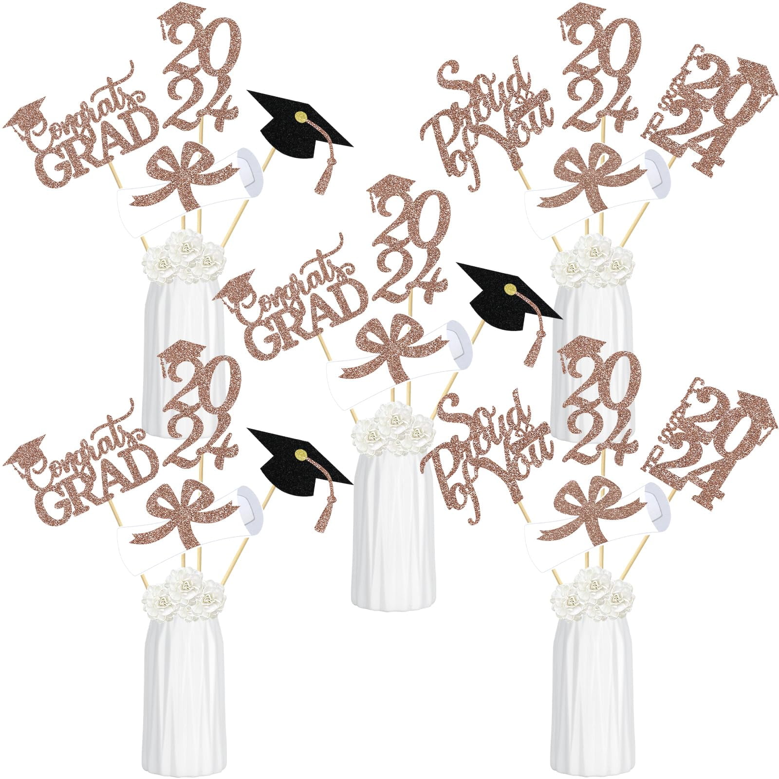 Rose Gold Graduation Centerpiece Sticks 2024, Graduation Party ...
