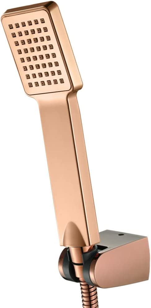 Rose Gold Handheld Shower Head Set with Shower Hose, Square Hand Shower ...