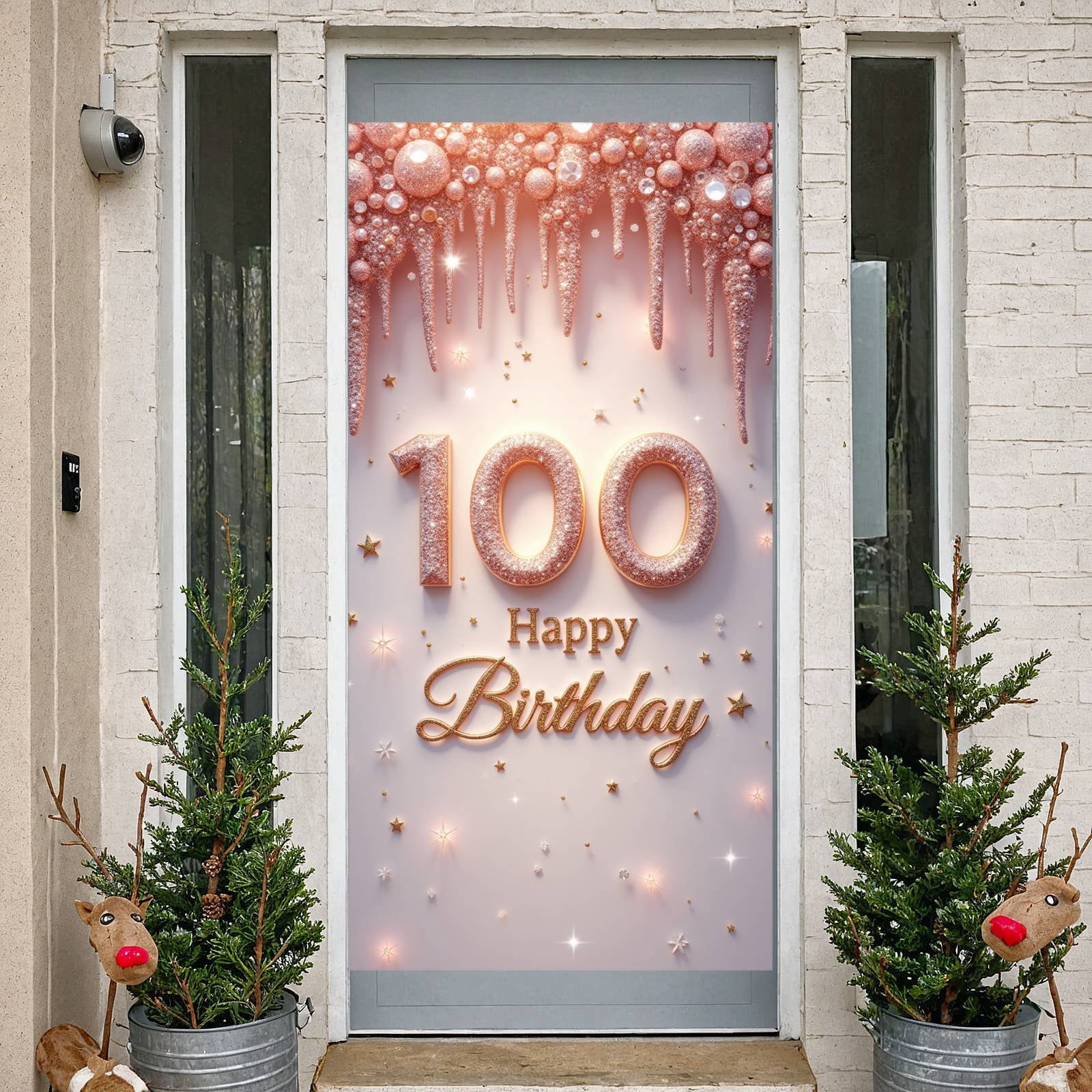 Rose Gold Happy 100th Birthday Banner Diamond-embellished 100th ...