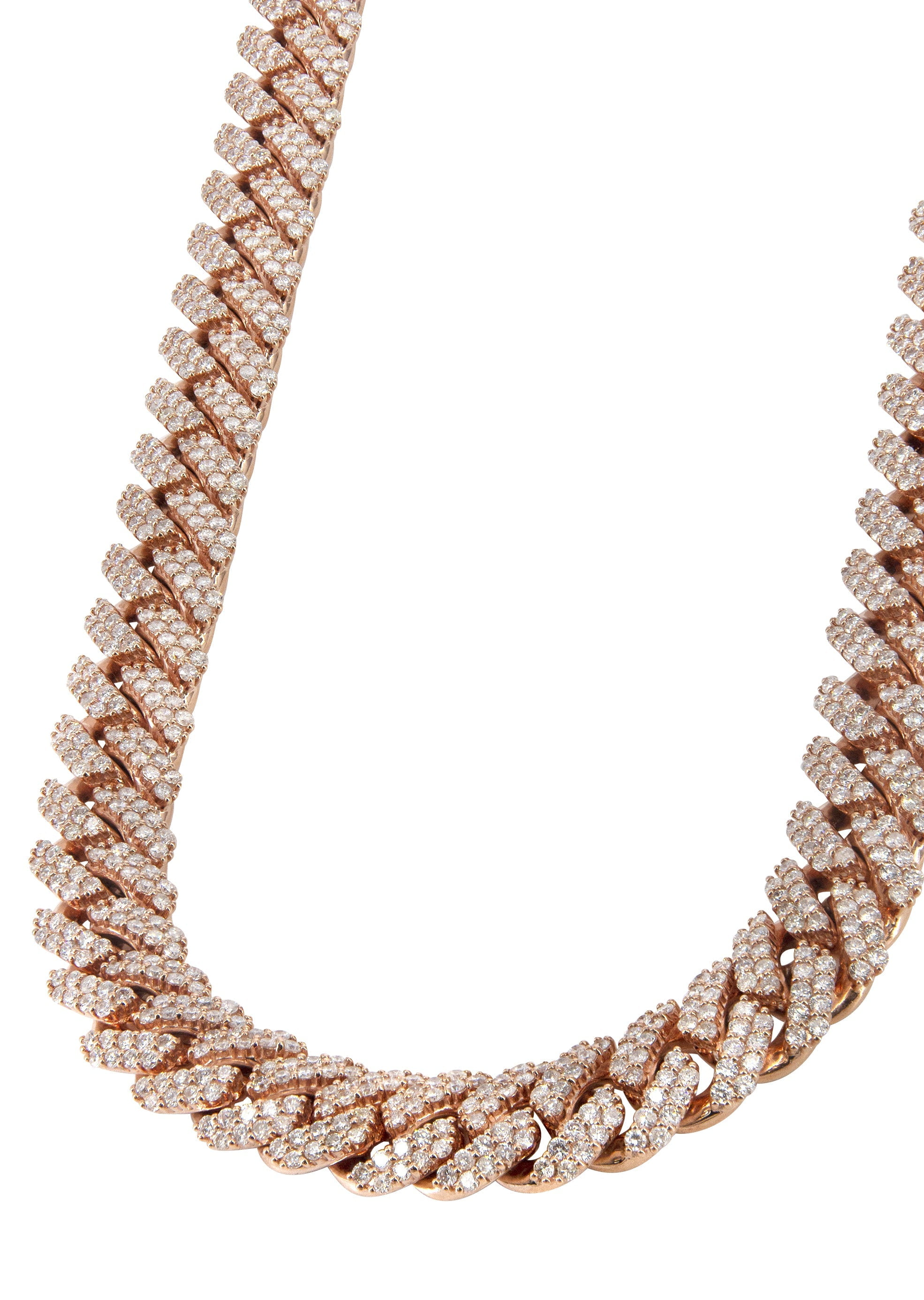 Rose Gold Iced Out Lab Grown VVS Diamond Prong Cuban Link Chain 10K/14K ...