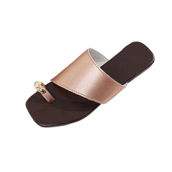 Rose Gold Ladies Plus Size Flat Openwork Beach Slides Summer 2026 ...