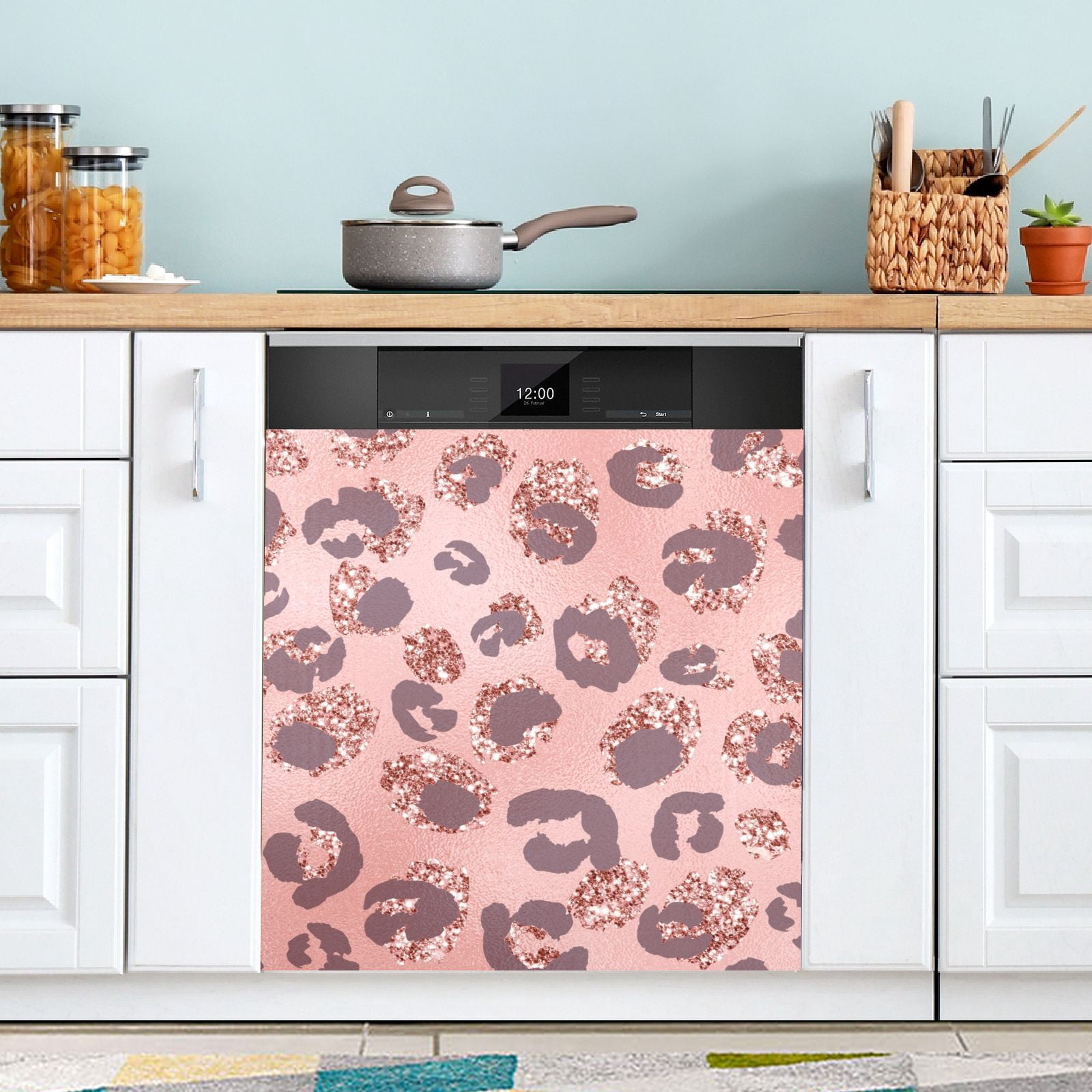 Rose Gold Leopard Pink Dishwasher Magnet Cover Magnetic Dishwasher Door ...