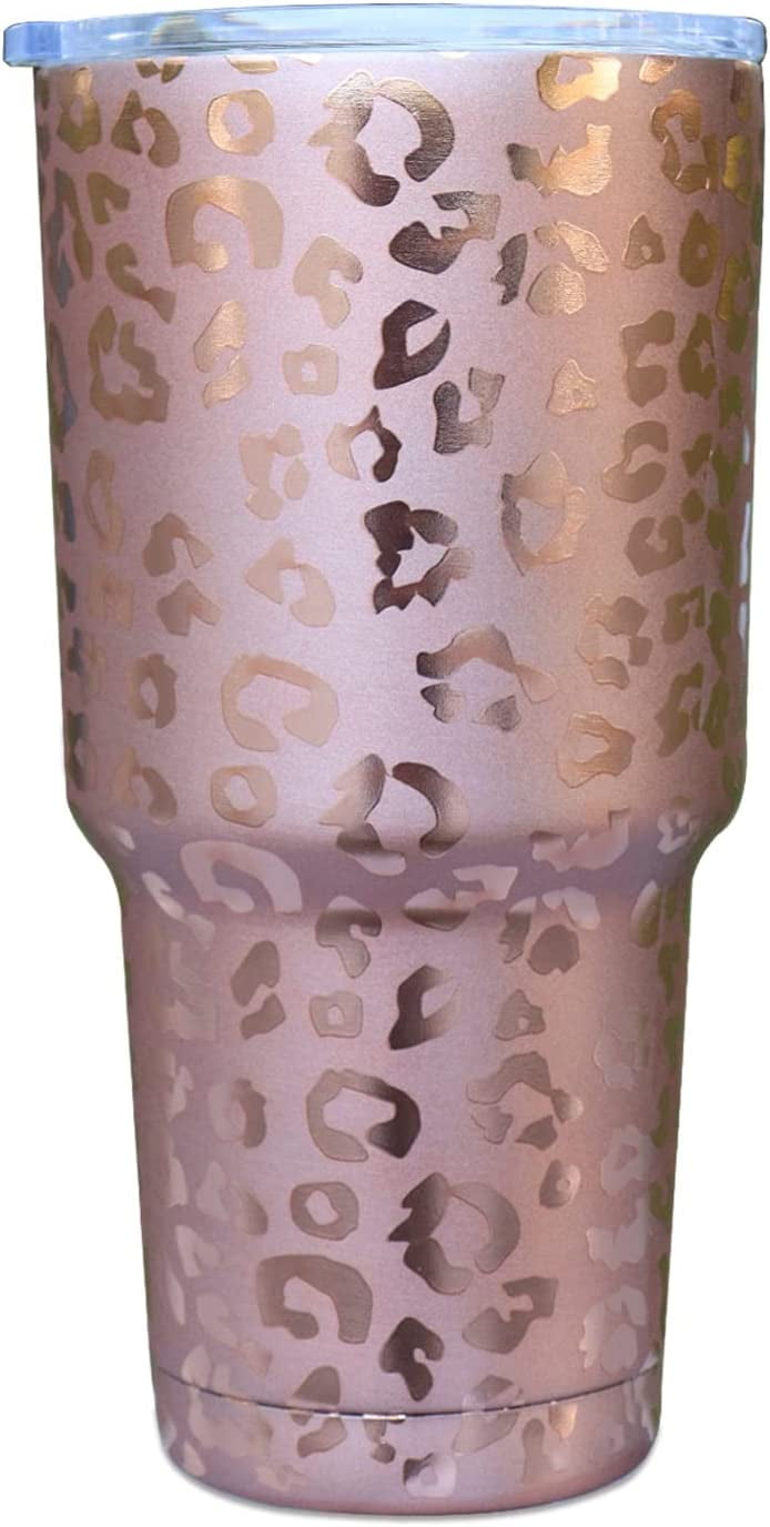 Rose Gold Leopard Print Tumbler,30oz Coffee Mugs Stainless Steel ...