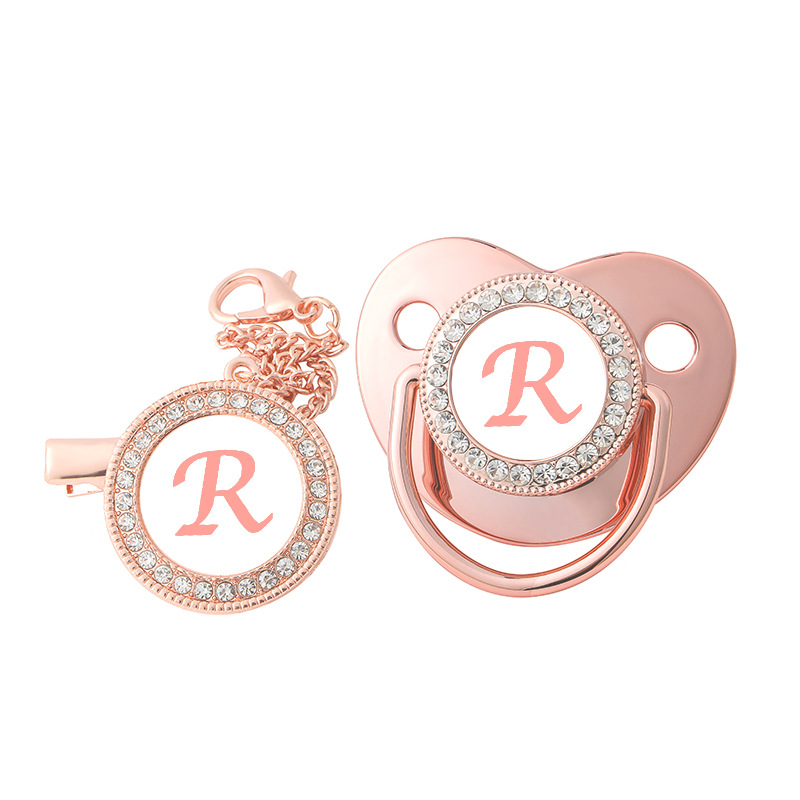 Rose Gold Lettered Baby Pacifier with Dust Cover: Cross-border E ...
