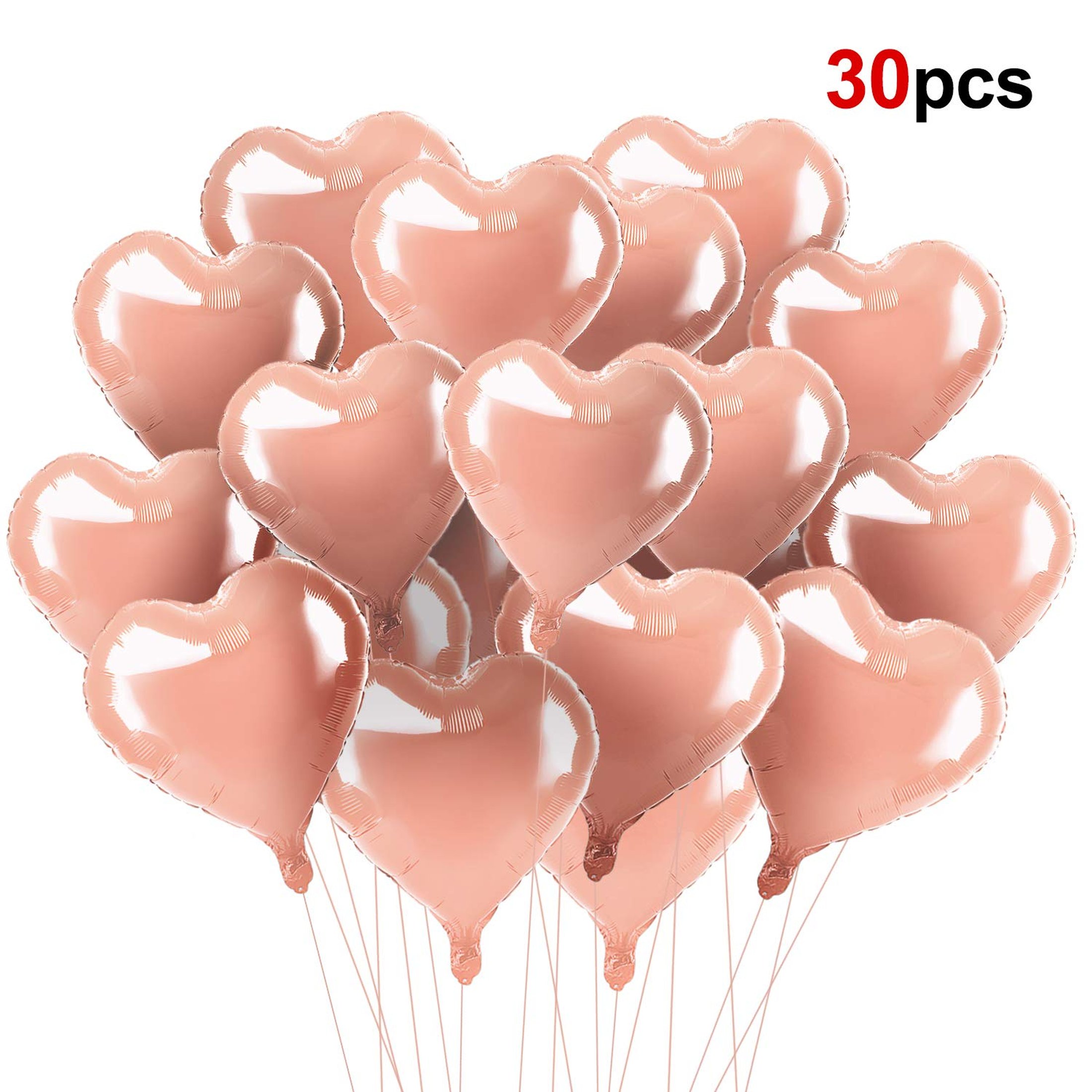 Rose Gold Love Balloon Set - 30 Heart Balloons for Birthday, Wedding ...