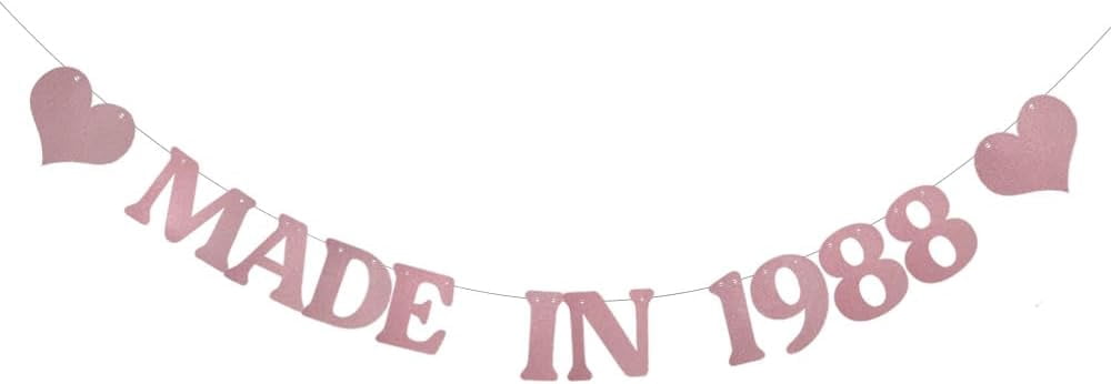 Rose Gold Made in 1988 Banner,Pre-Strung,Funny 37th Birthday Party ...