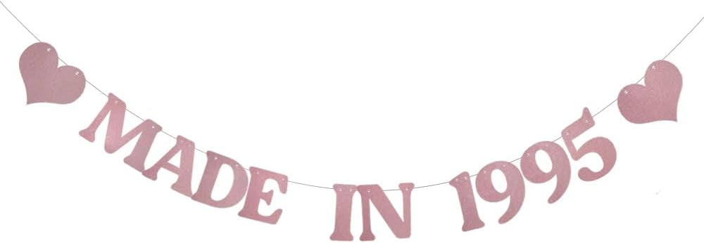 Rose Gold Made in 1995 Banner，Funny 29th Birthday Party Decorations ...