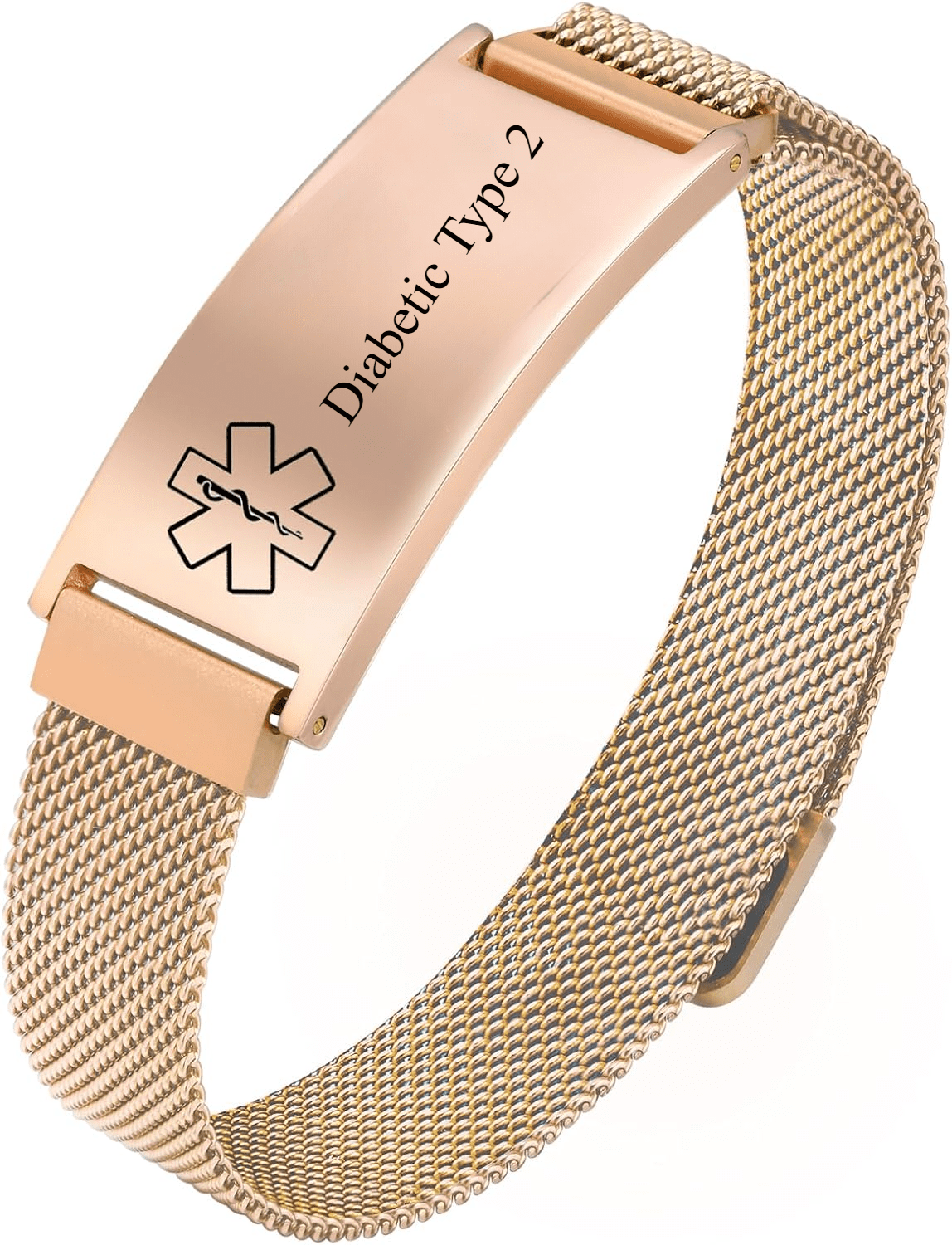 Rose Gold Medical Alert Id Bracelet for Men Women Kids - Walmart.com