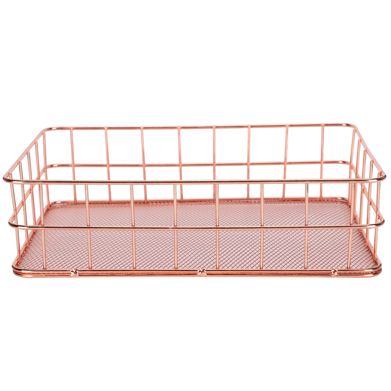 Rose Gold Metal Wire Storage Basket, Household Desktop Organizer Bin ...