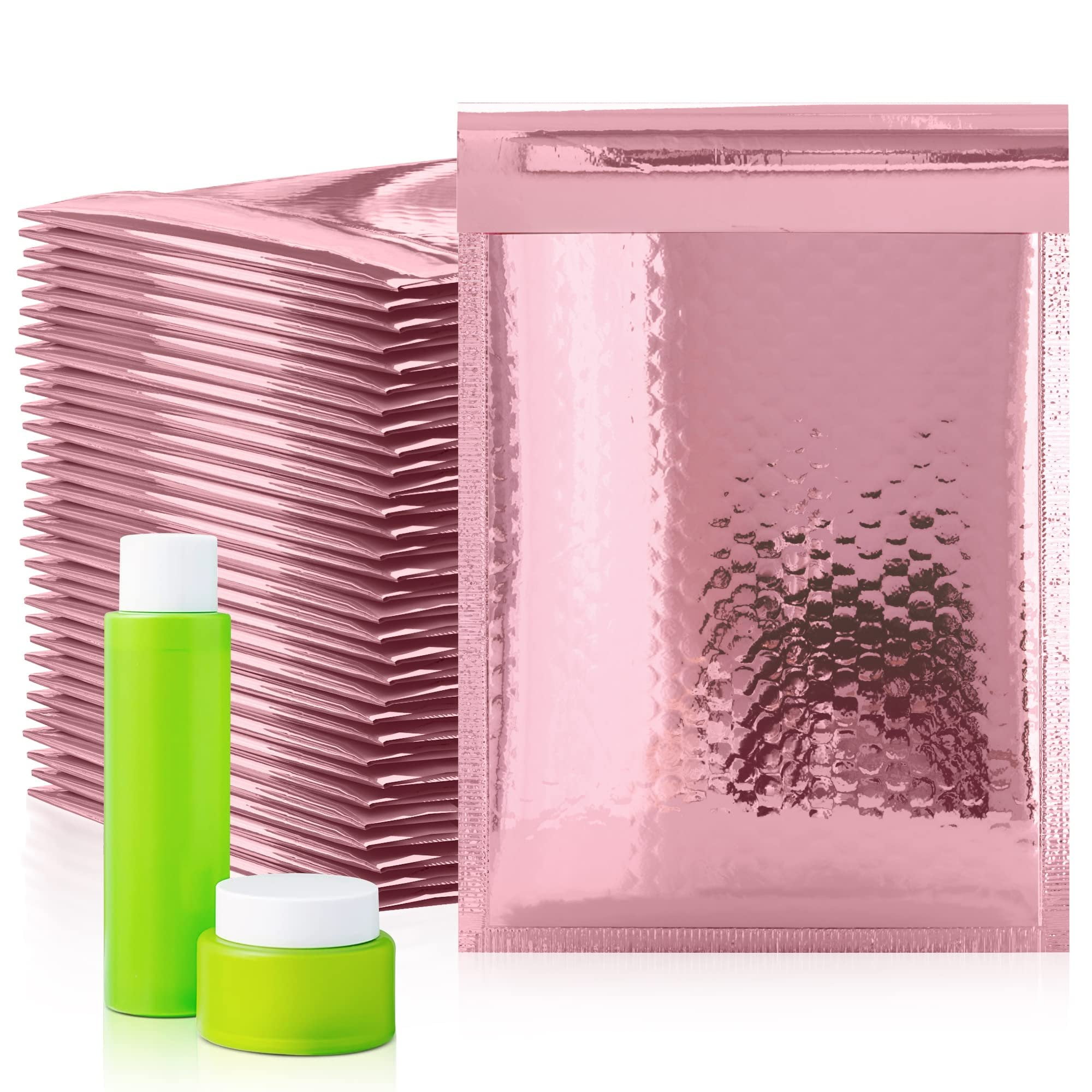 Rose Gold Metallic Bubble Mailers, 4 x 7 Inches. 600 Pack Metallic ...