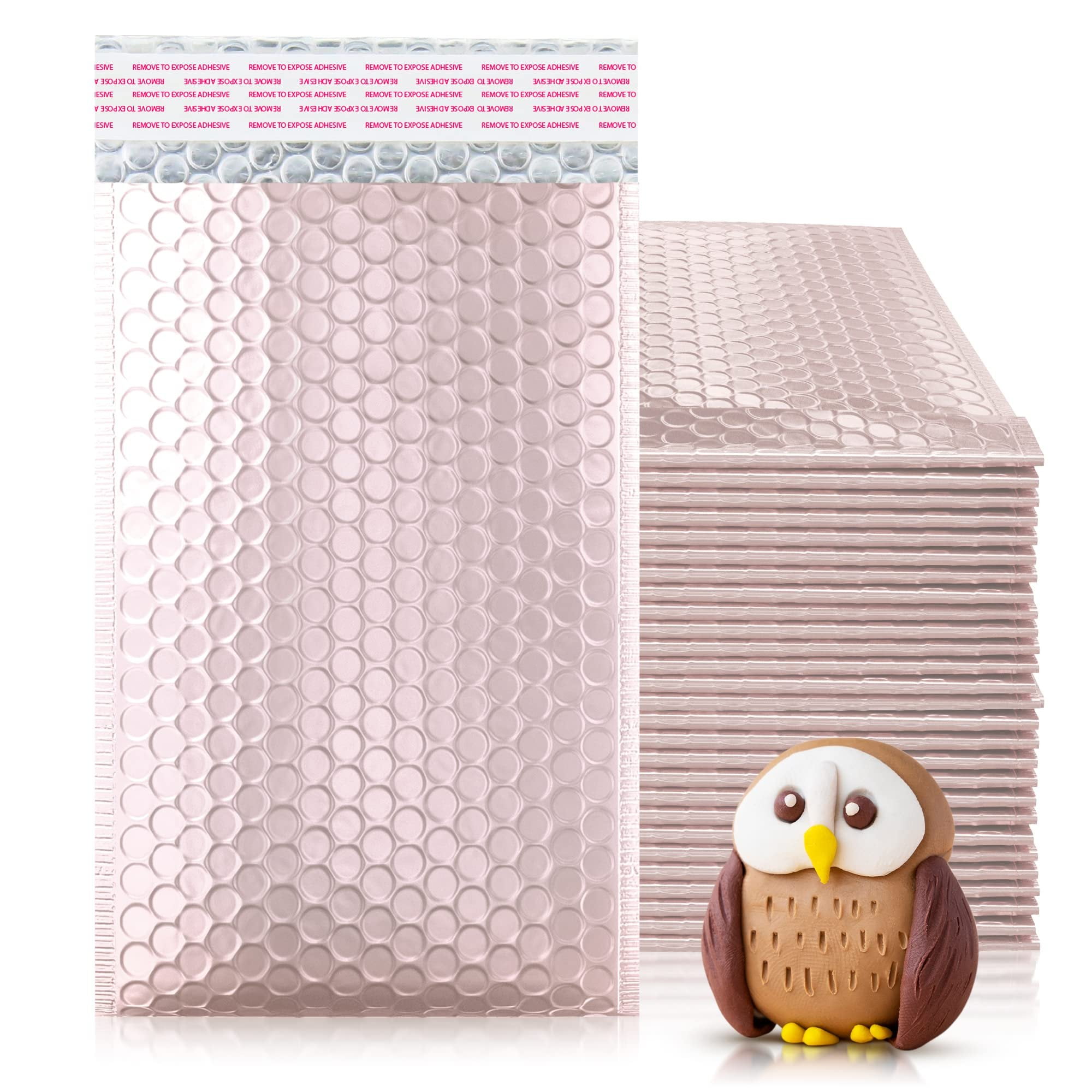 Rose Gold Metallic Bubble Mailers, 5 x 9 Inches. Pack of 25 Metallic ...