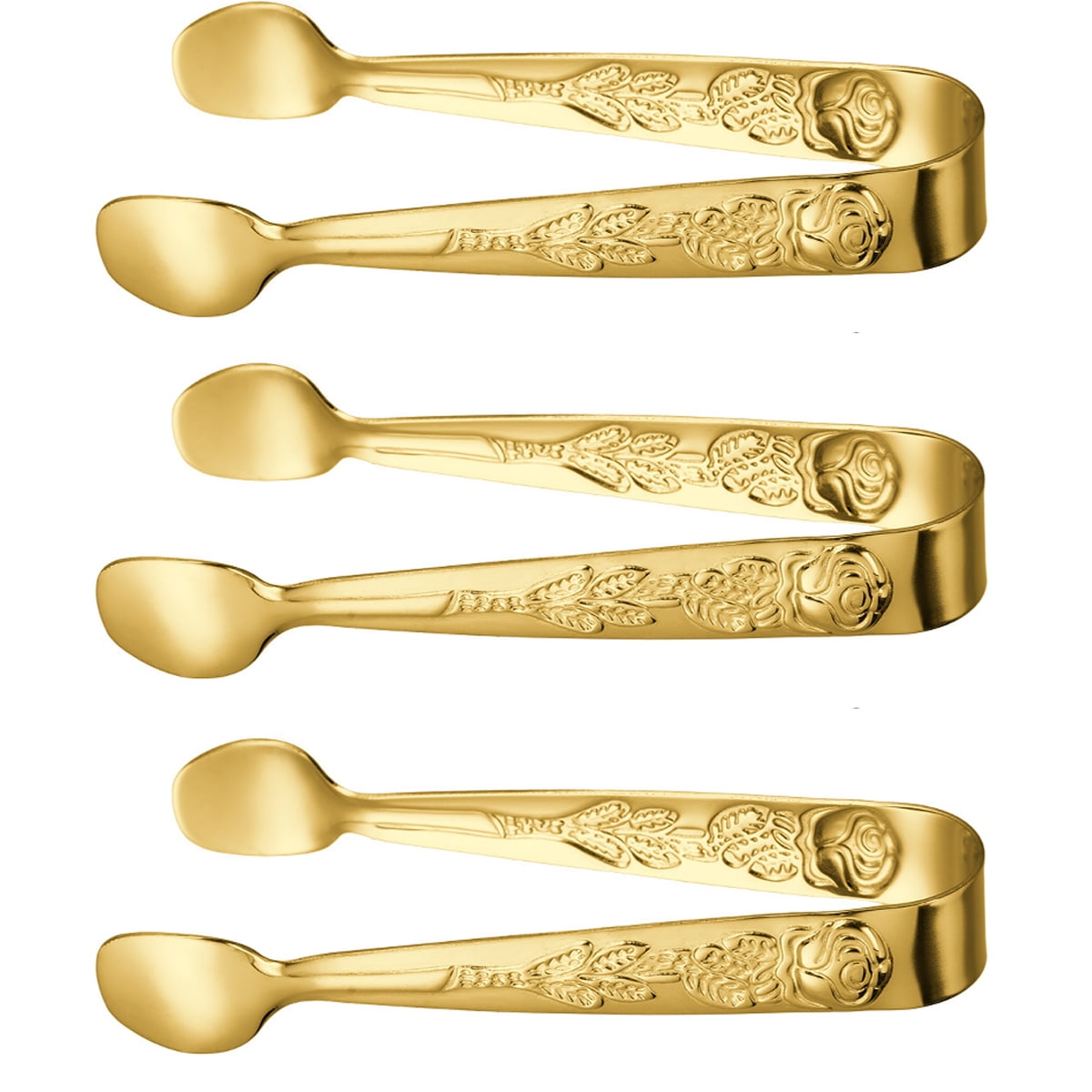 Rose Gold Mini Tongs Set, 3-Piece Stainless Steel Serving Utensils for ...