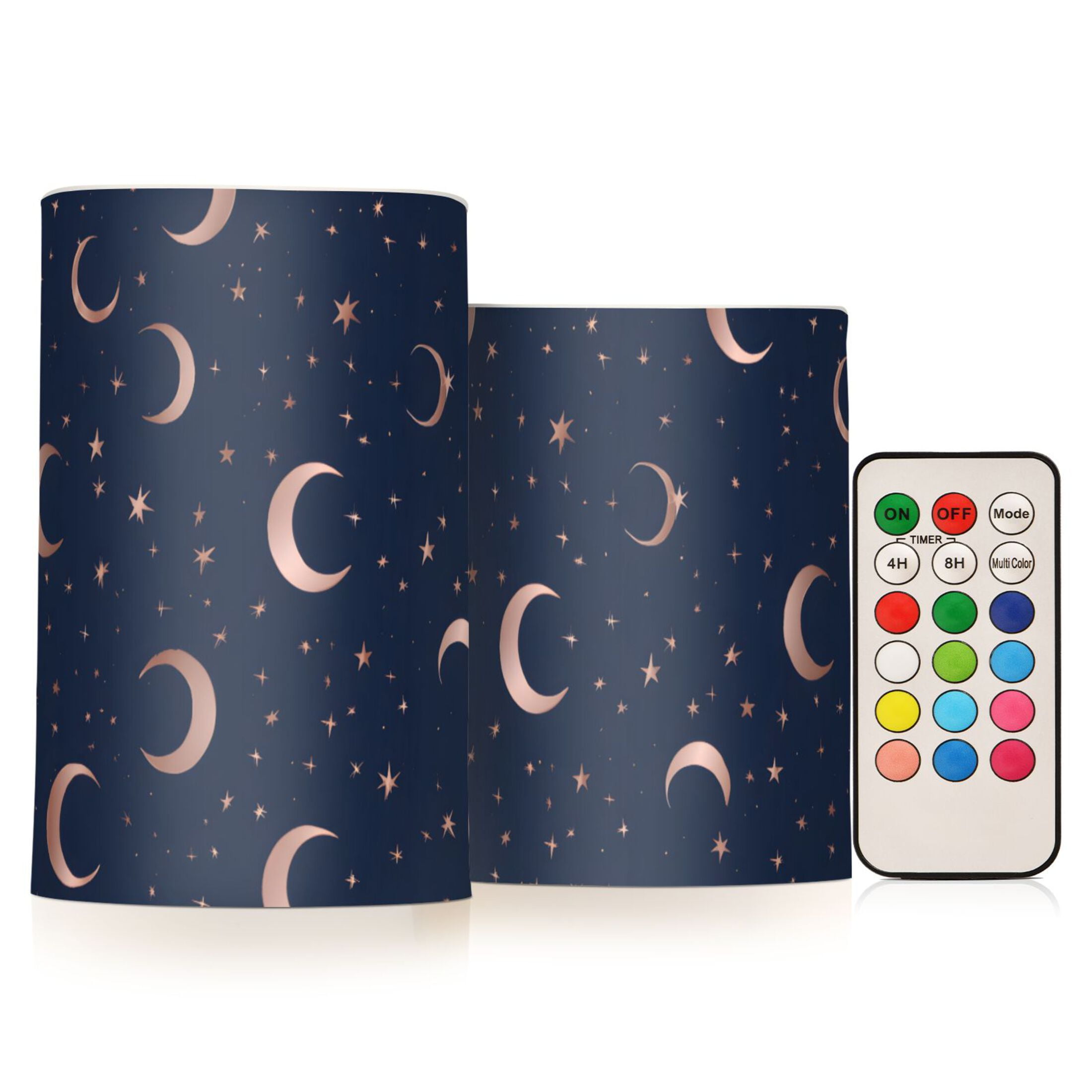 Rose Gold Moons Flameless LED Candle Set with Remote, Battery Operated ...