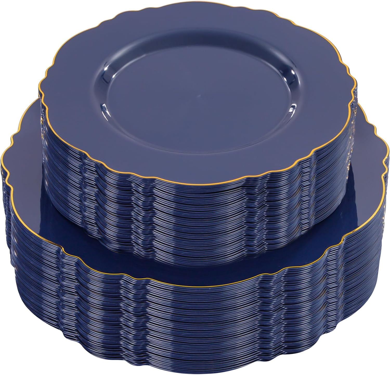 Blue Plastic Plates - Blue&Gold Disposable Plates - Walmart.com
