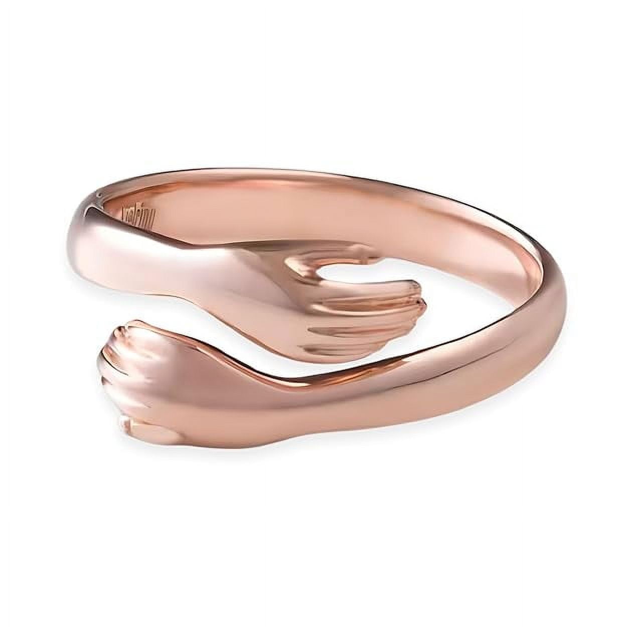 Rose Gold Plated Carved Hand Ring Adjustable Silver Hug Ring 925 ...