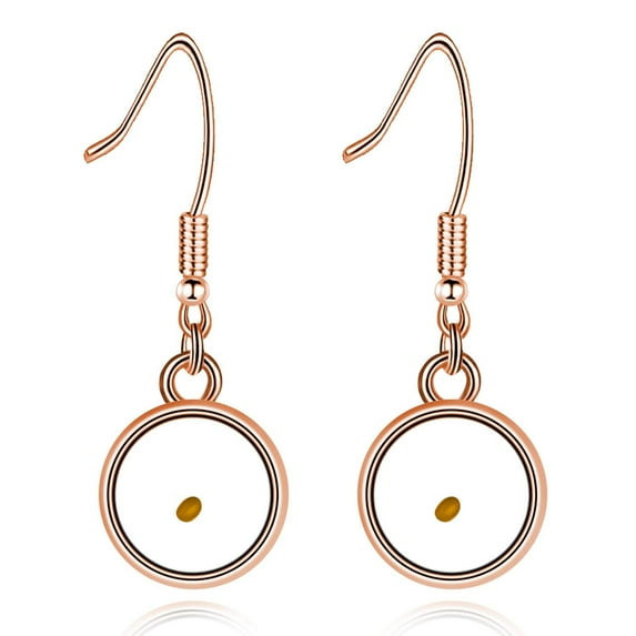 Rose Gold Plated Real Mustard Seed Round Earrings Stainless Steel Fish ...