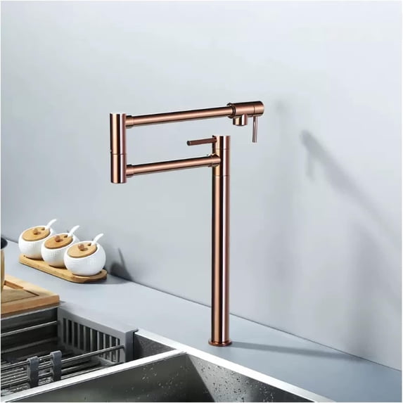 Rose Gold Pot Filler Faucet,Deck Mount Brass Pot Filler Faucet,Kitchen ...