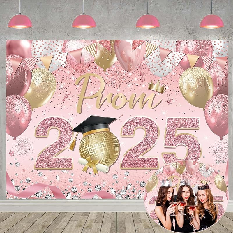 Rose Gold Prom 2025 Backdrop Prom Night Photography Background Class of ...