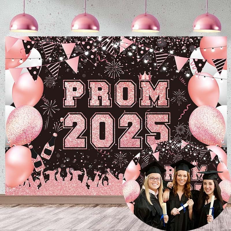 Rose Gold Prom Backdrop 2025 Graduation Photography Background Pink ...