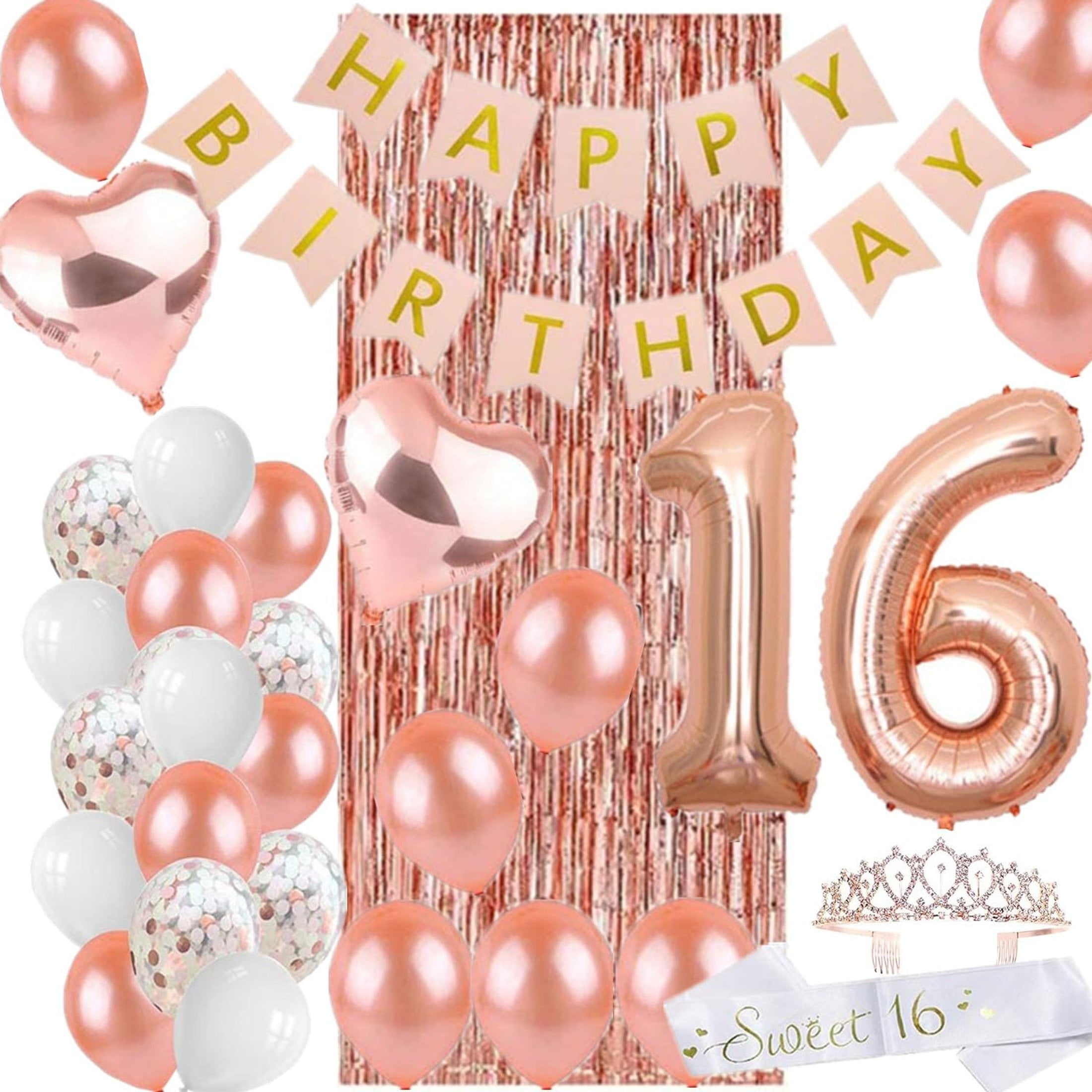 Rose Gold Radiance Sweet Sixteen Celebration Kit - Includes Happy ...