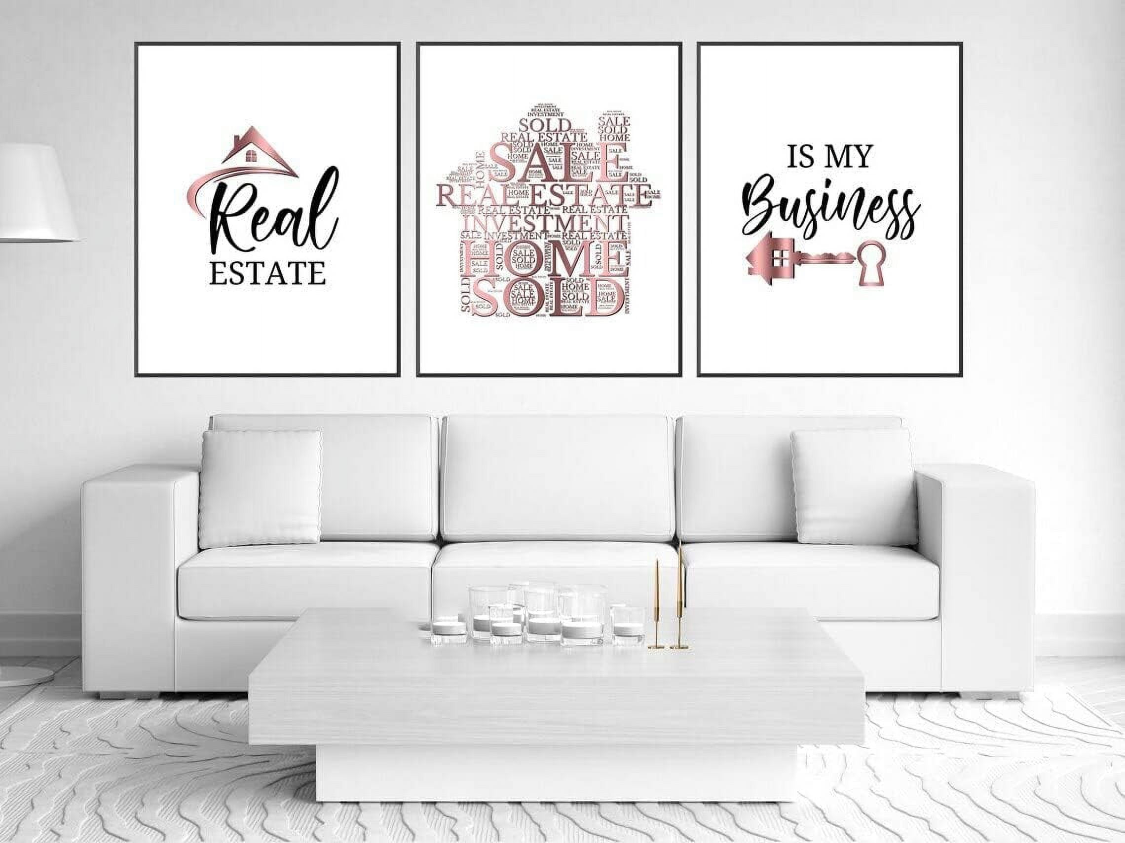 Rose Gold Real Estate Wall Art 3 Pieces Canvas Poster Print Real Estate ...