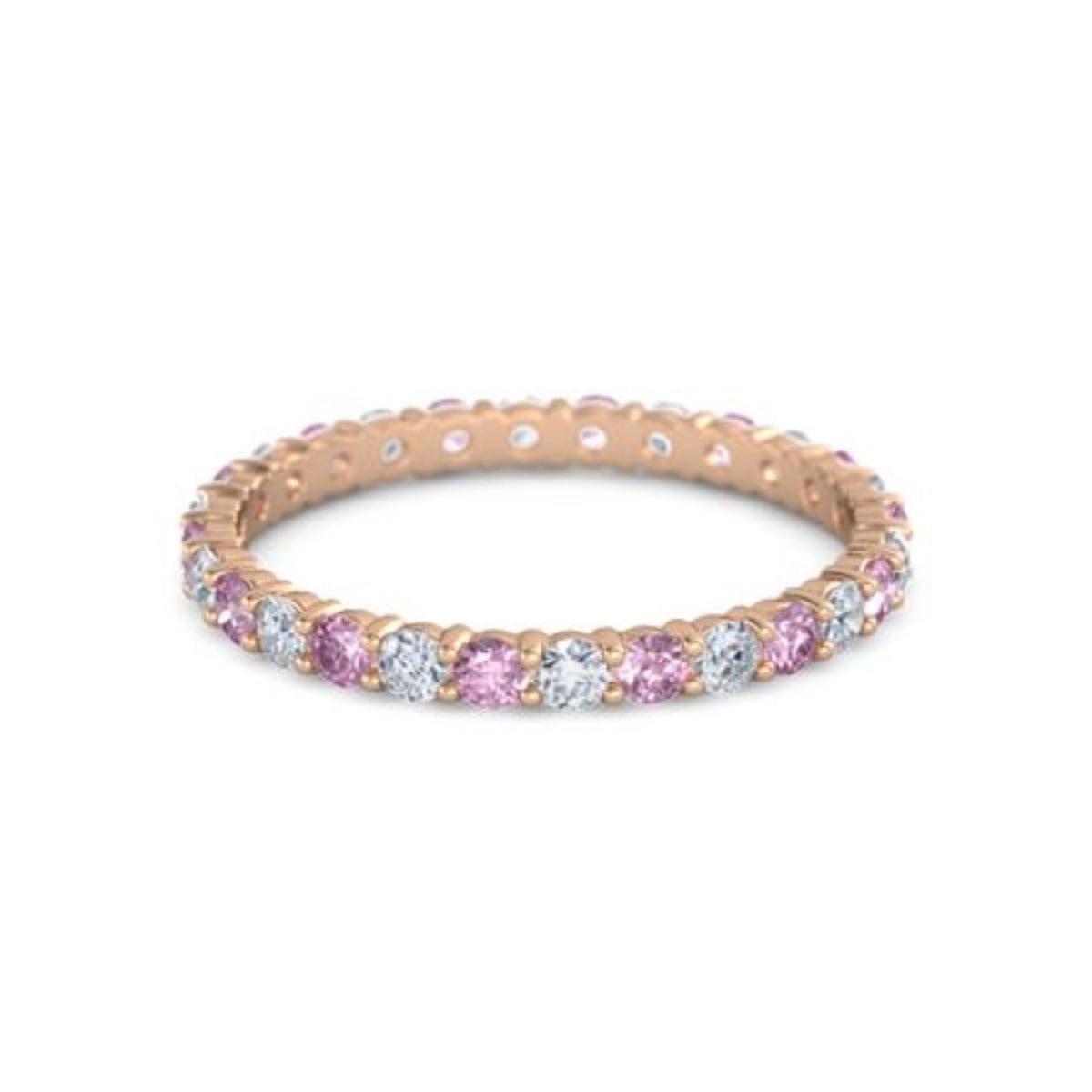Rose Gold Round Shape Pink Spinel Eternity Band ring for Women:-7 ...