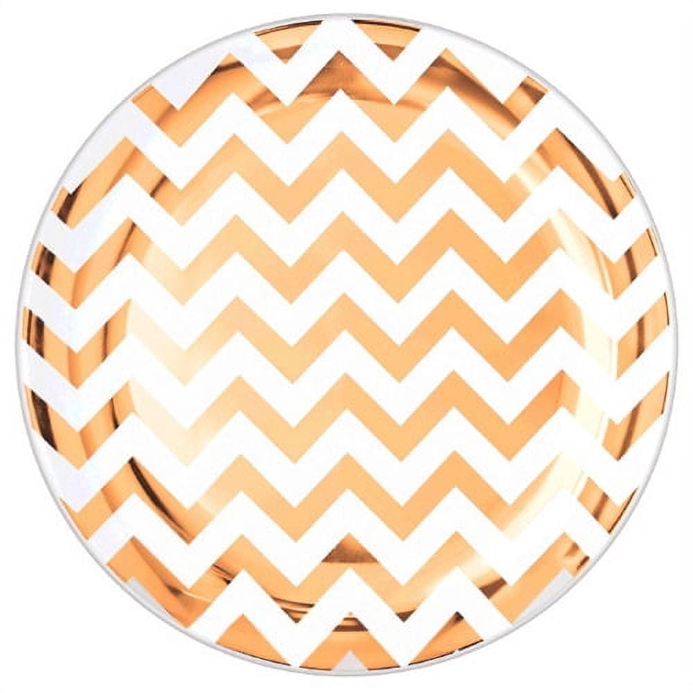 amscan 430521 Reusable Party Plates Chevron Premium Tableware, Rose ...