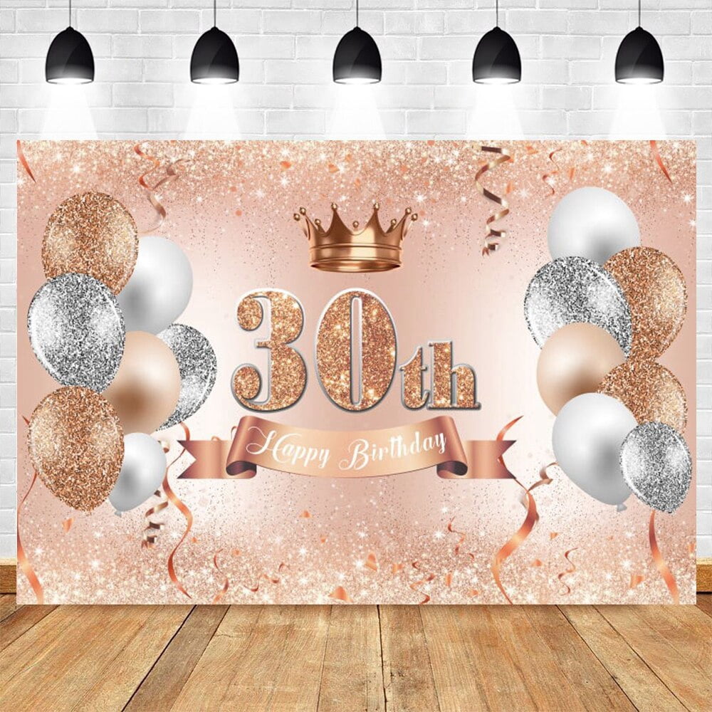 Rose Gold Silver Crown Glitter Royal Customize Girl Birthday Backdrop ...