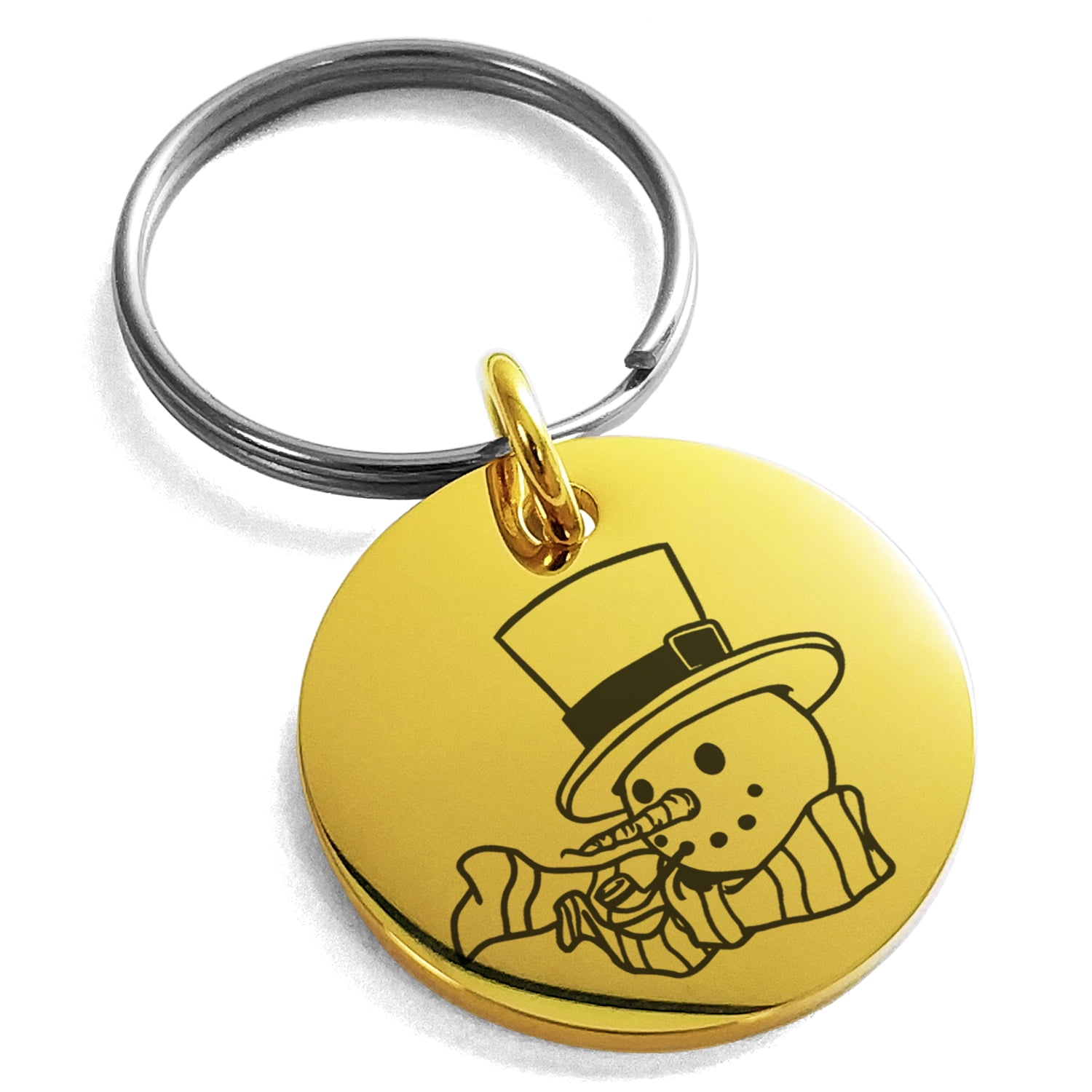 Tioneer Rose Gold Stainless Steel Tophatter Snowman Engraved Small ...