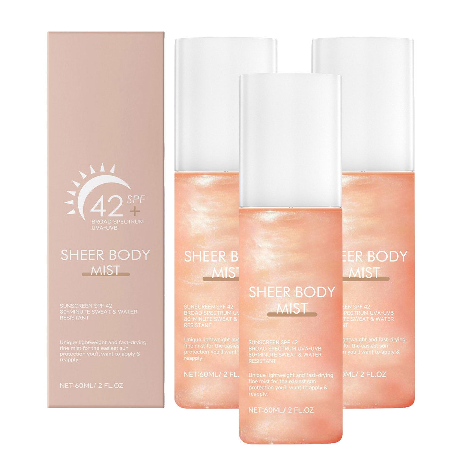 Rose Gold Sunglaze Sheer Body Mist Sunscreen SPF 42, Infused with ...