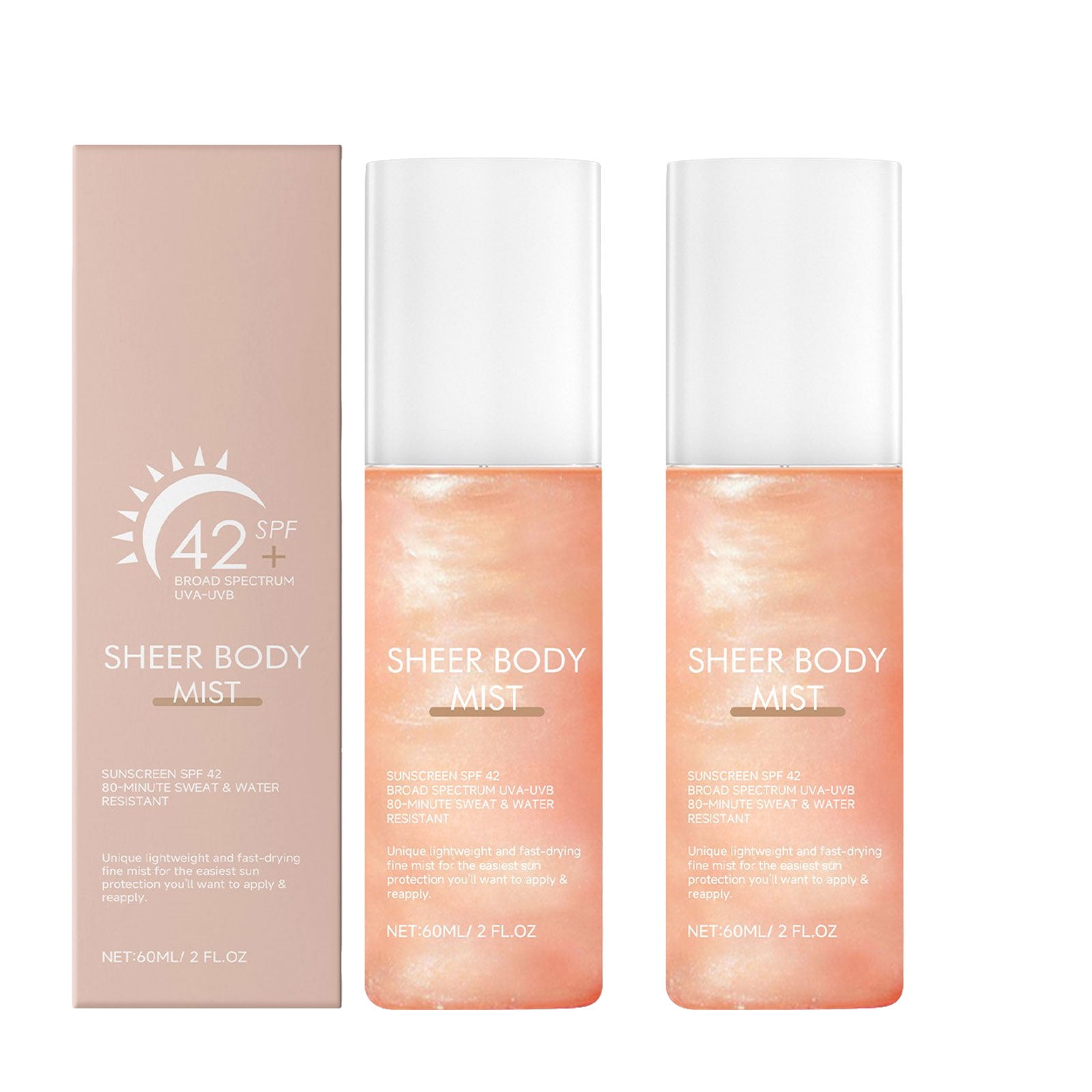 Rose Gold Sunglaze Sheer Body Mist Sunscreen SPF 42, Infused with ...