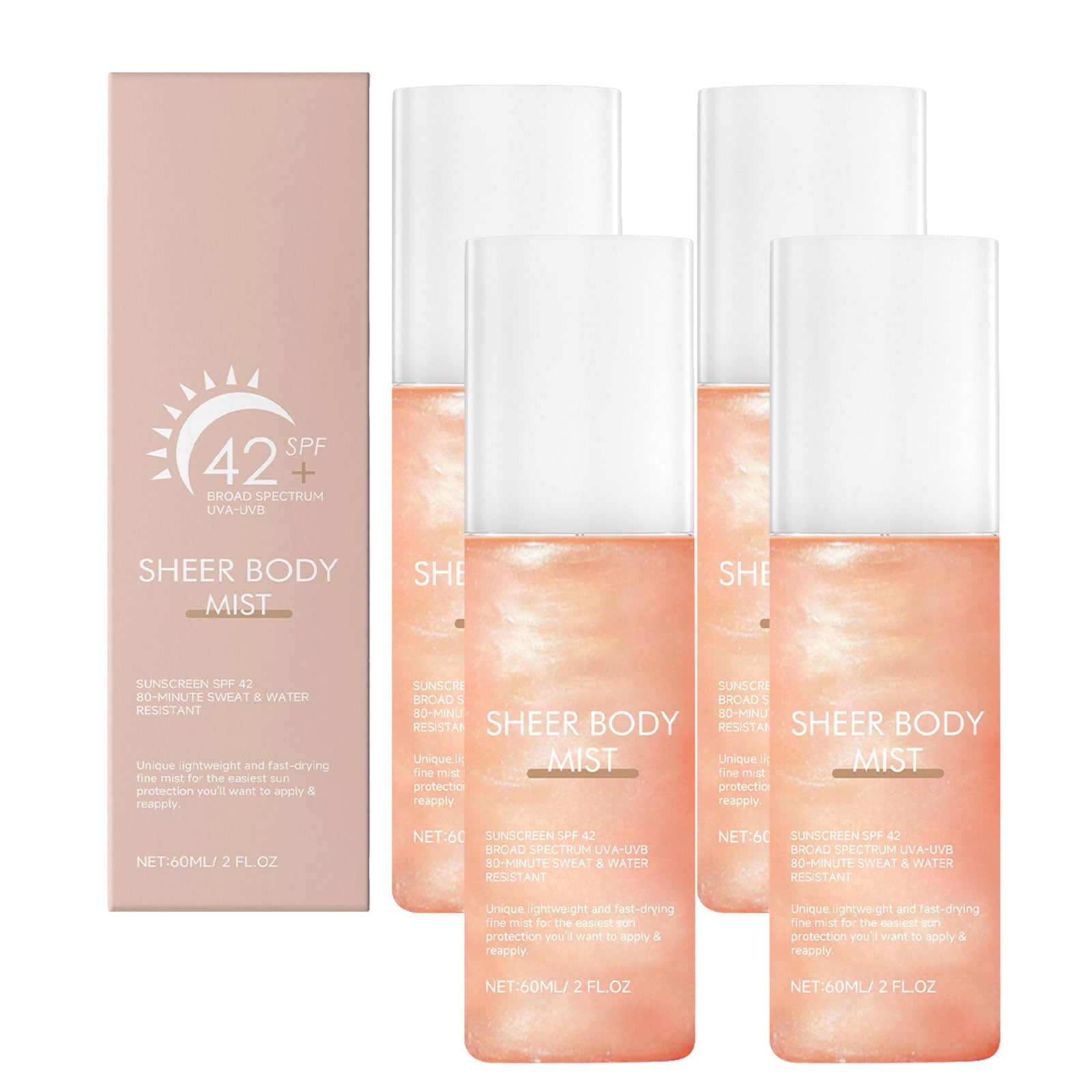 Rose Gold Sunglaze Sheer Body Mist Sunscreen SPF 42, Infused with ...