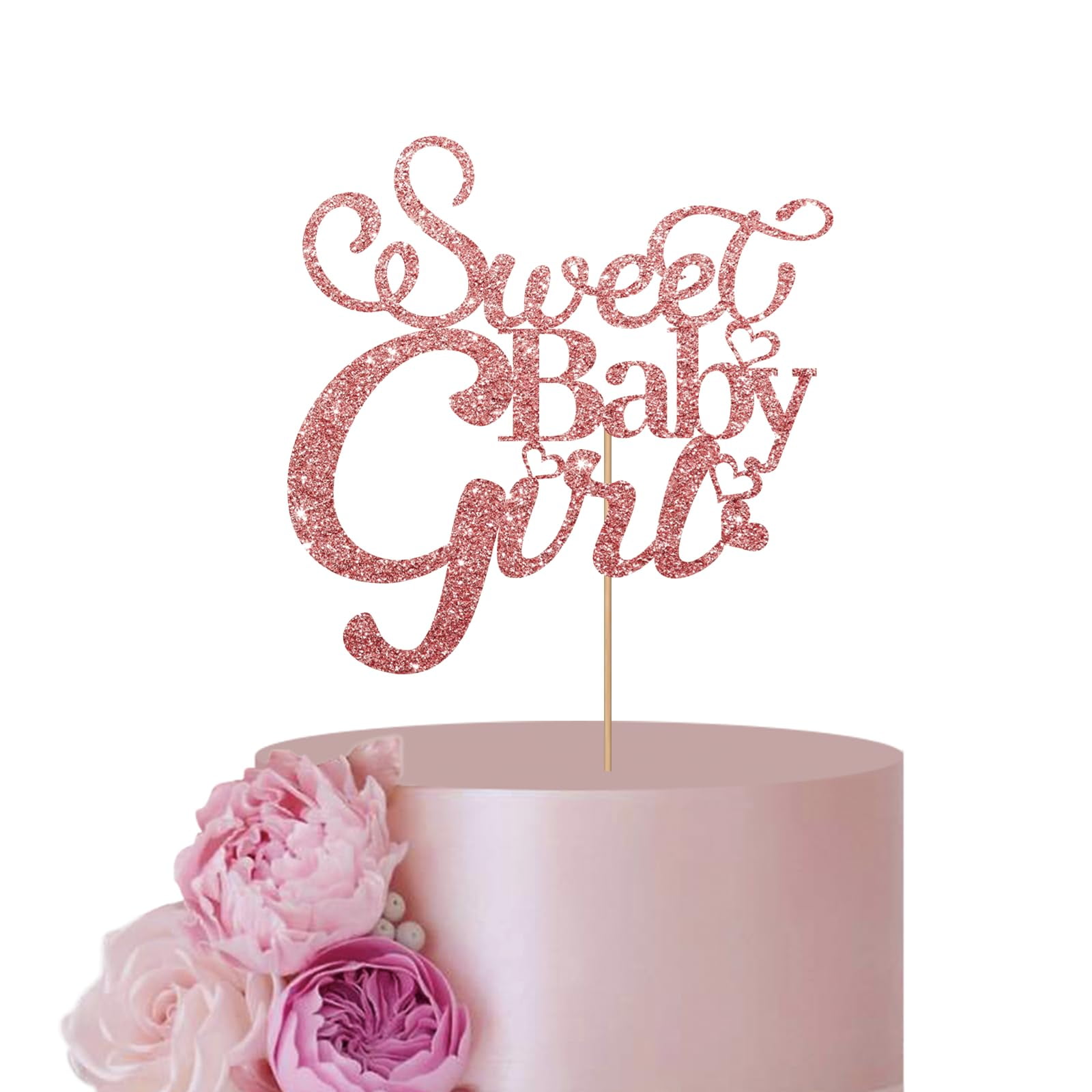 Rose Gold SweetTRDN Baby Girl Cake Topper for Girl Birthday Party Decor ...