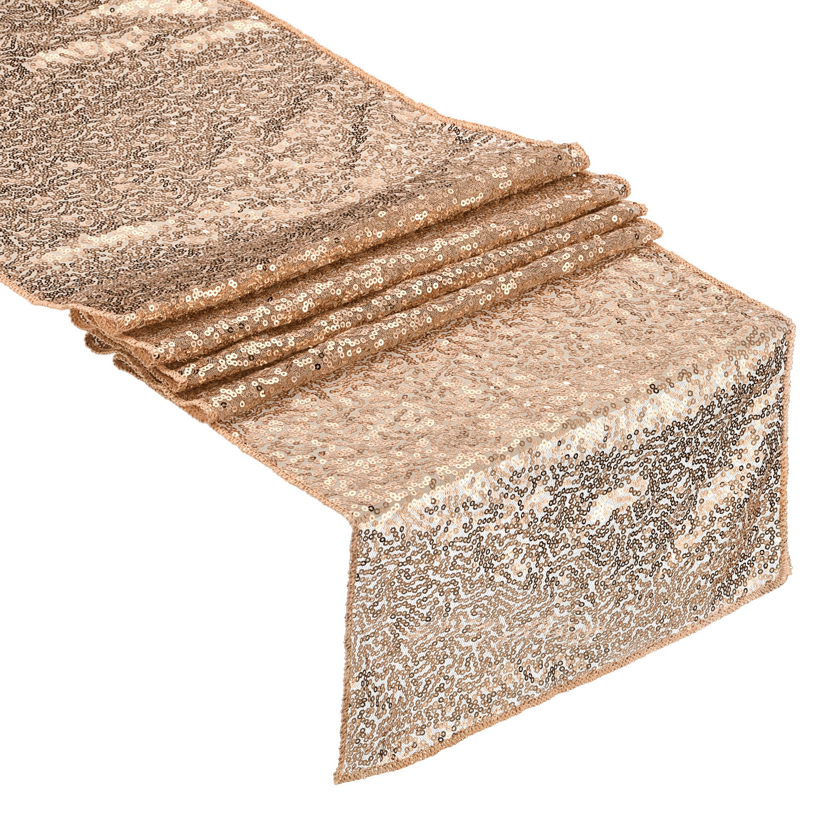 Rose Gold Table Runner 71" x 12", Long Shining Sequin Table Runner ...