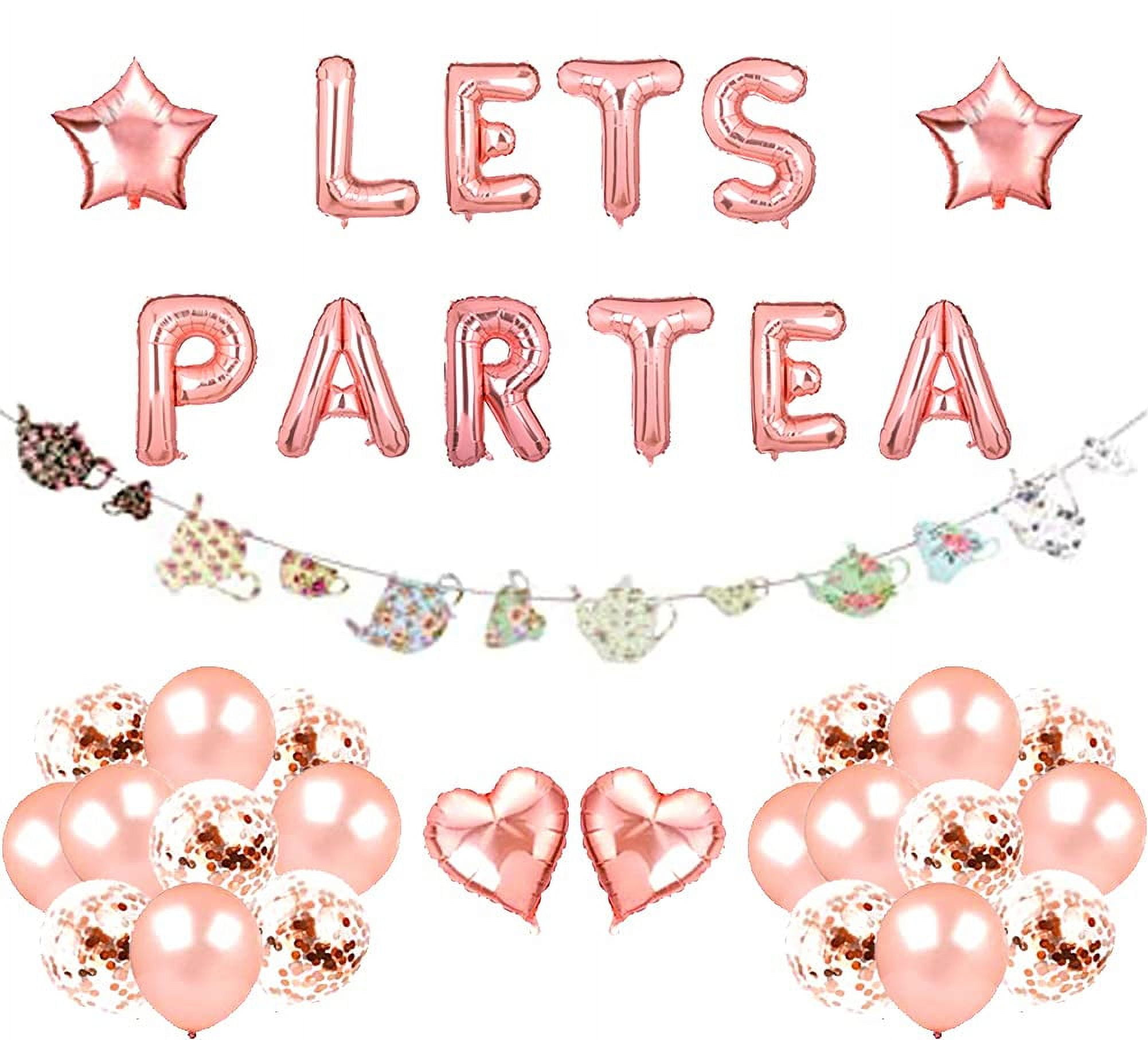 Rose Gold Tea Party Decorations Let's Par H2FSDTea Balloons Lets Par ...